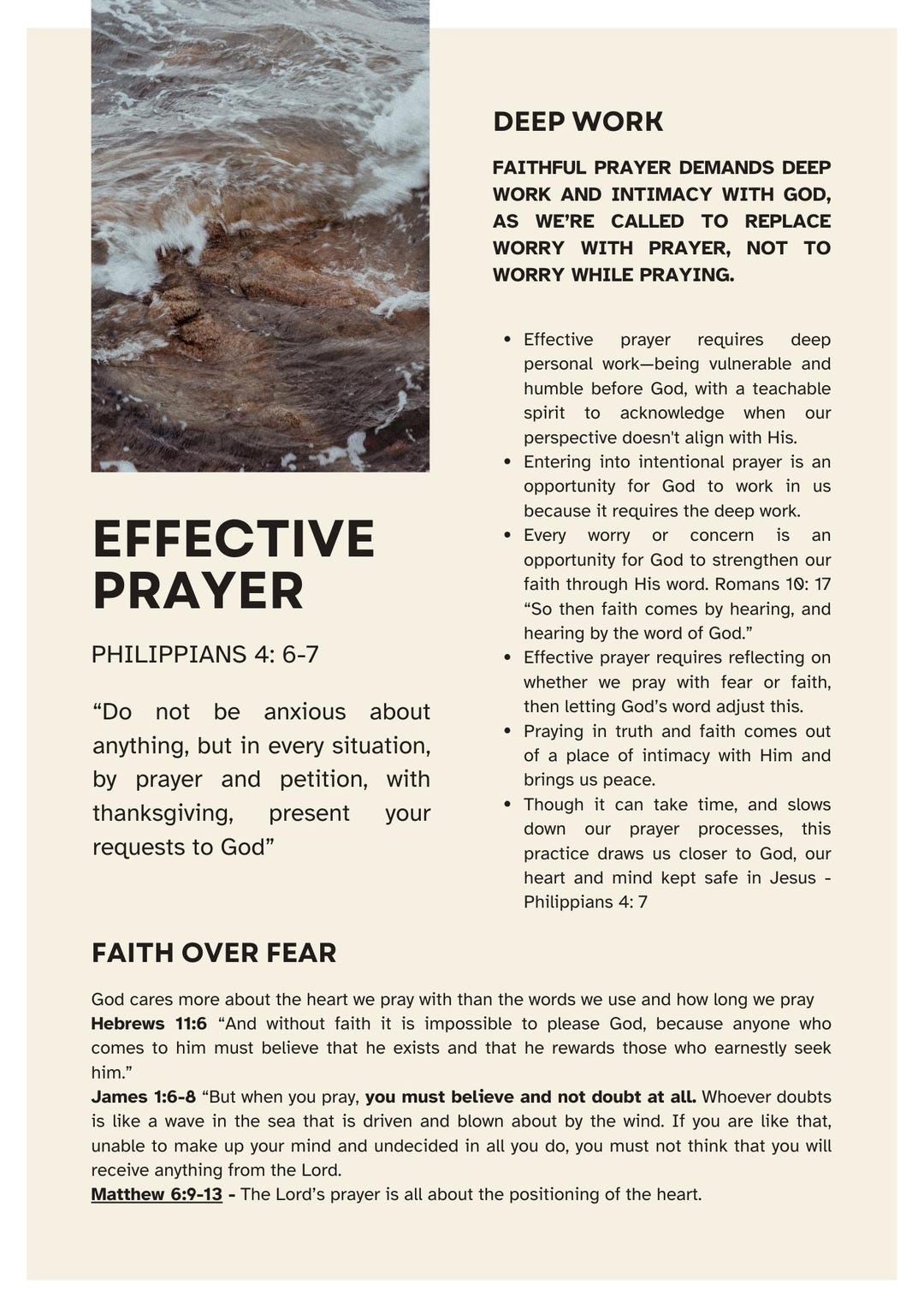 Bible Study Reflection Poster | Beige | Effective Prayer Inspired by ...