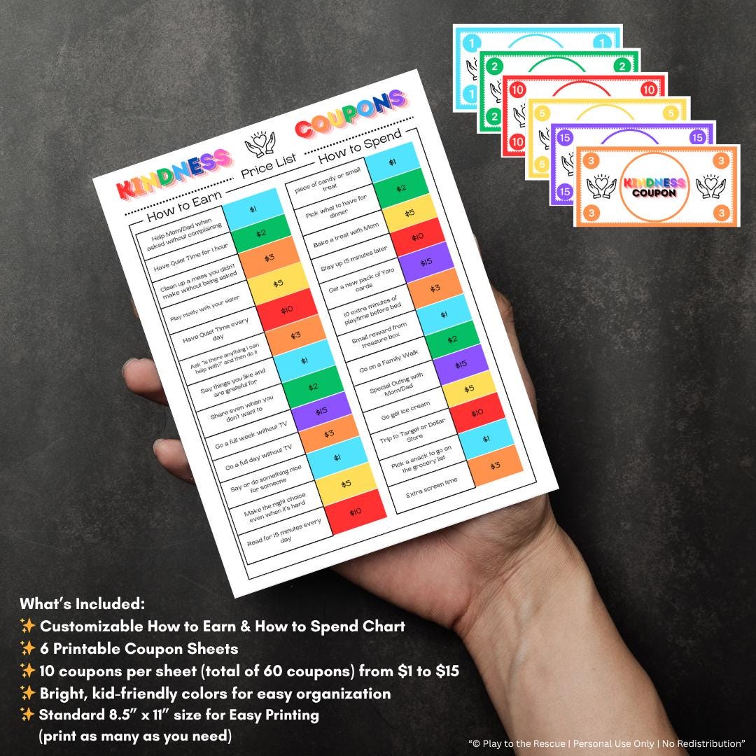 Kids Behavior Reward Chart, Kindness Coupons (printable) - Etsy UK
