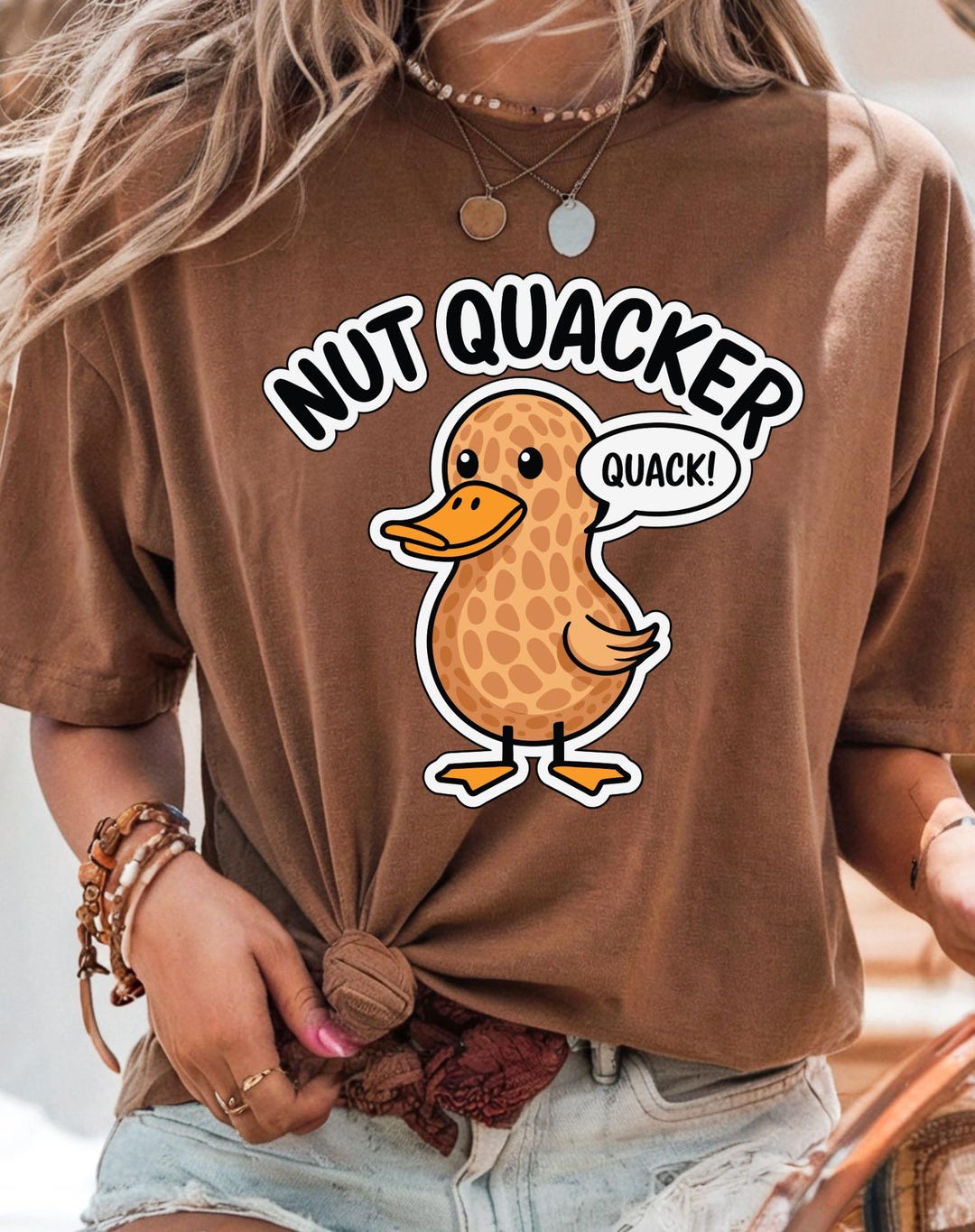 Sassy ‘nut Quacker’ Duck Tee – Quirky Peanut & Duck Pun Shirt, Cute ...