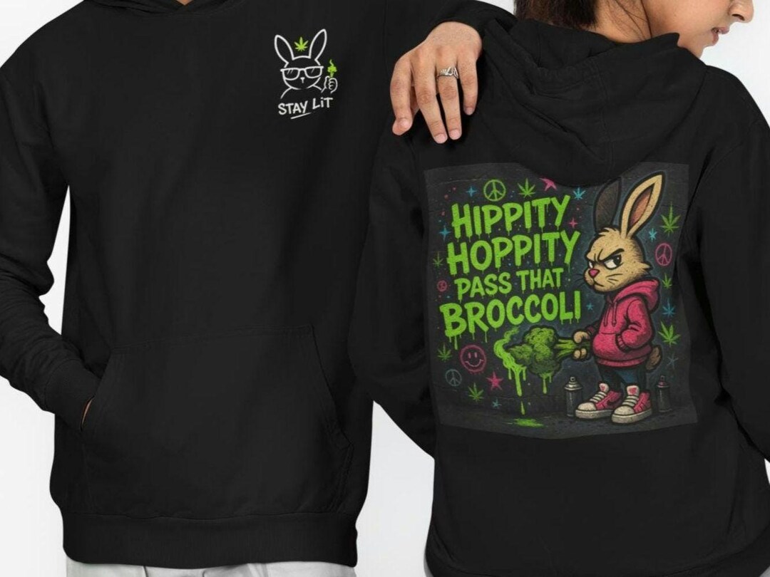 Hippity Hoppity 420 Bunny Sweatshirt - Funny Stoner Festival Hoodie ...