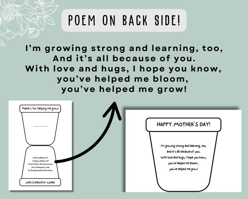 Printable Mothers Day Craft, DIY Kids Project for Mom Grandma, DIY Gift ...