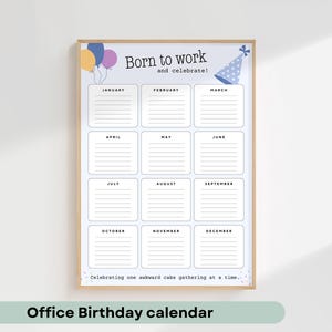 Office Birthday Calendar Printable Birthday Calendar Colleague Birthday ...
