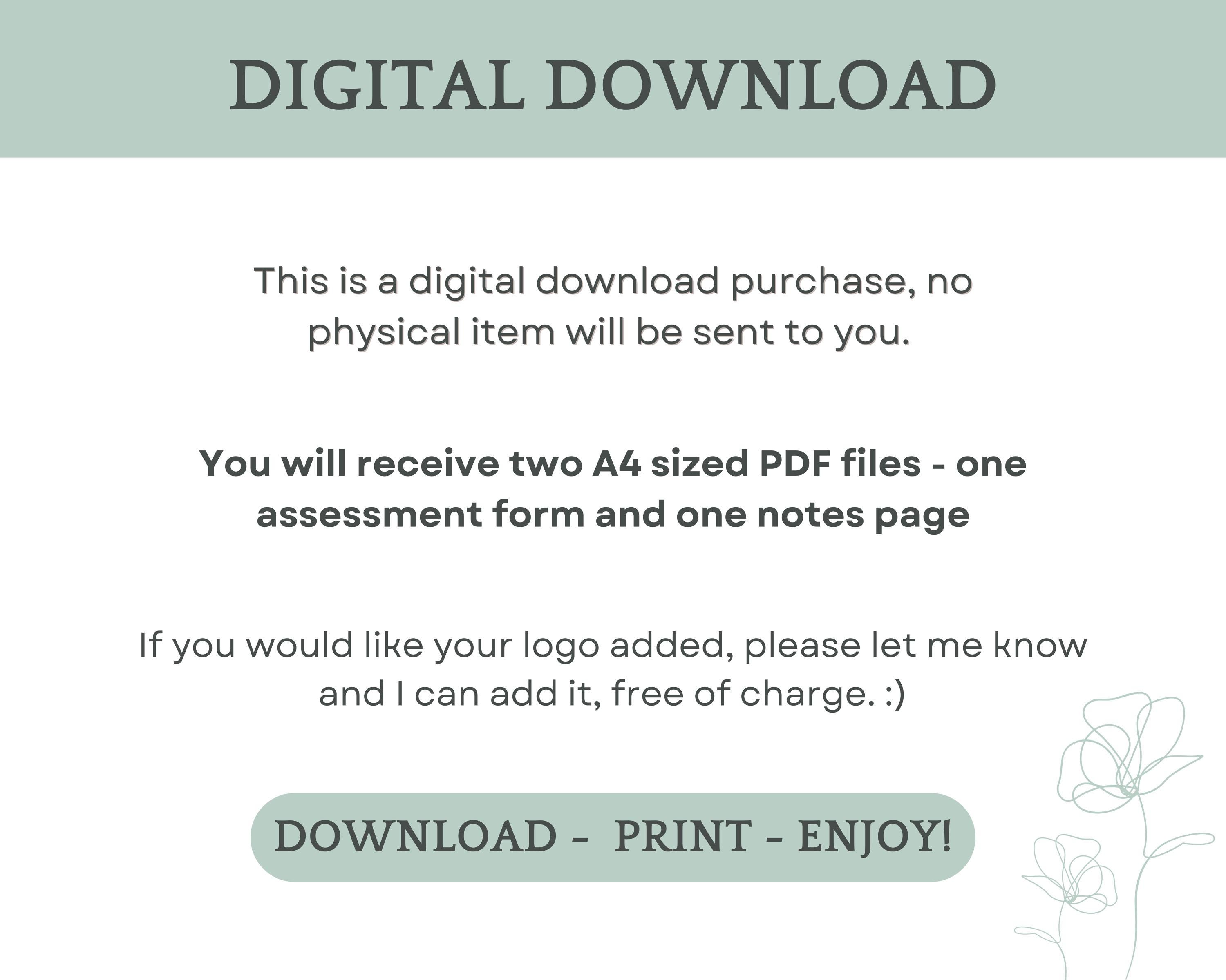 Horse Physical Assessment Form | Equine Bodywork Diagram | Printable ...
