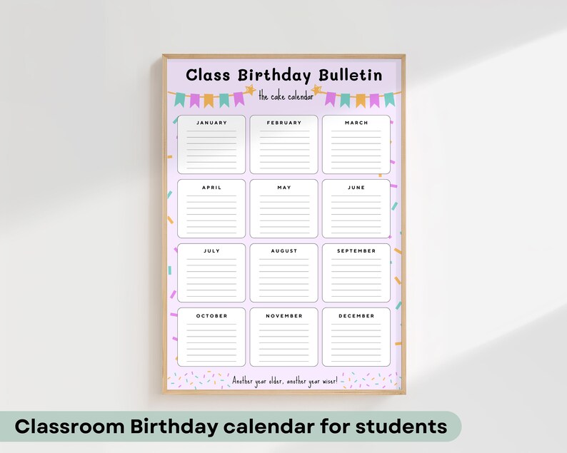 Birthday Calendar Tracker Printable Bday Calendar Perpetual Birthday ...