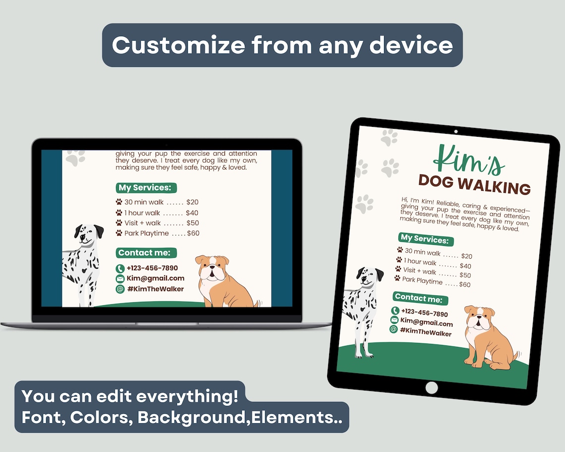 Editable Dog Walking Flyer, Dog Walking Business, Dog Walking Poster ...