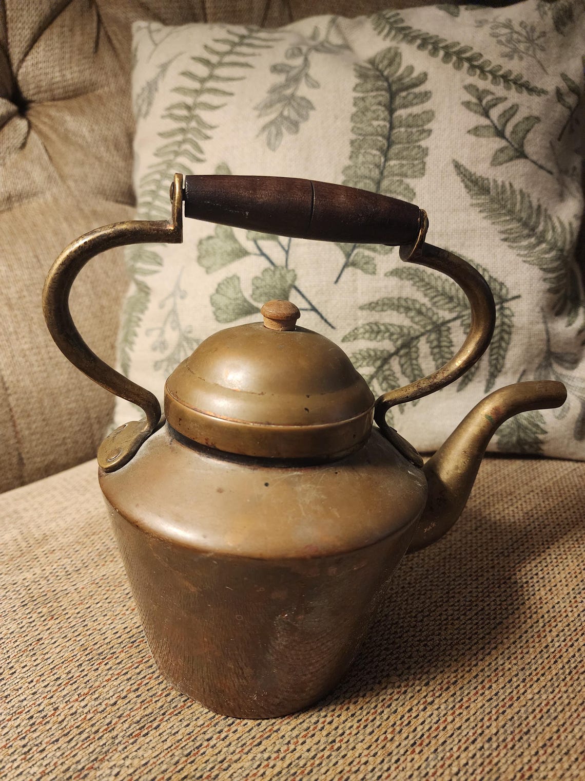 Vintage Copper Tea Kettle Wood Handle - Etsy