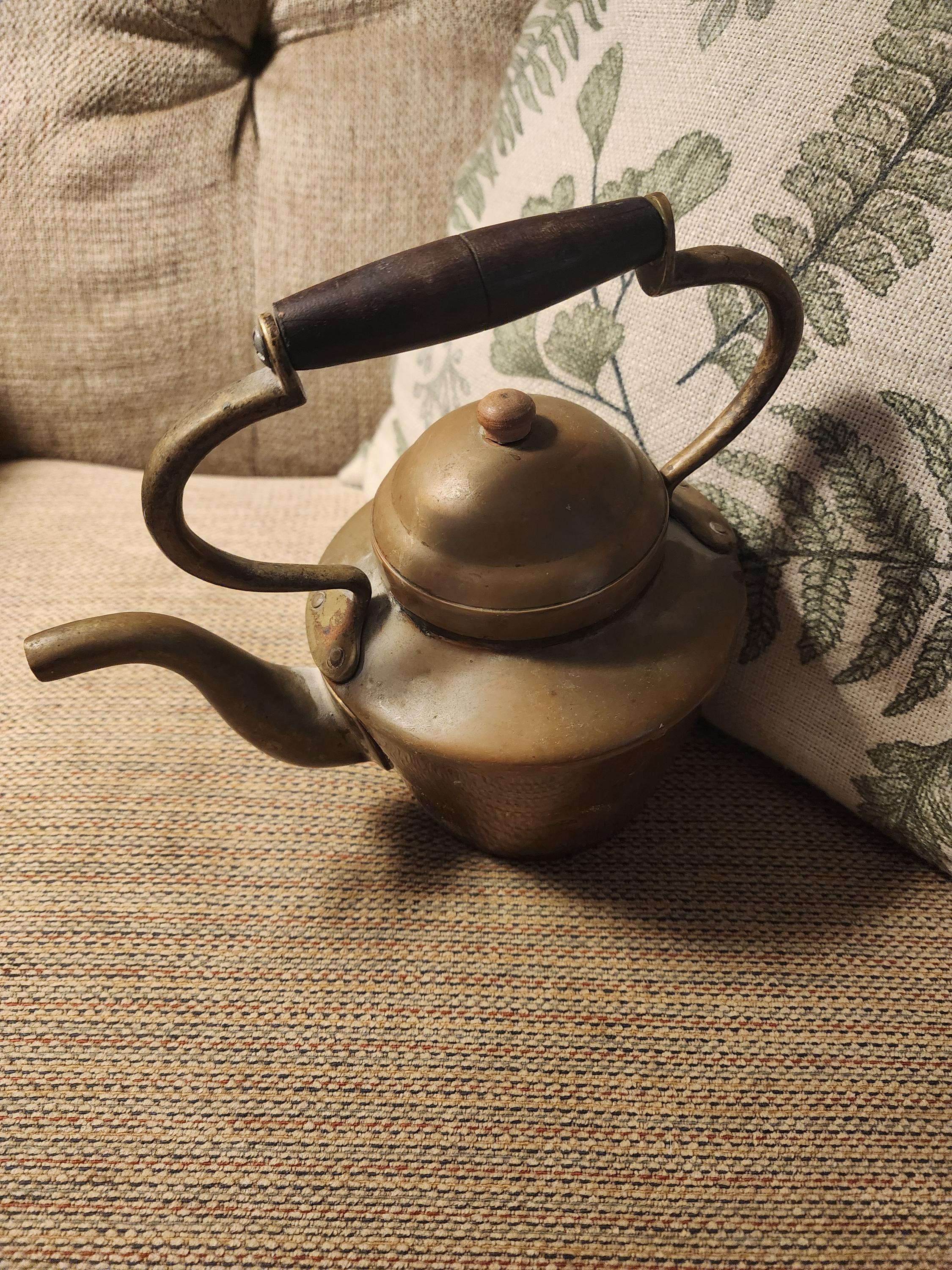 Vintage Copper Tea Kettle Wood Handle - Etsy