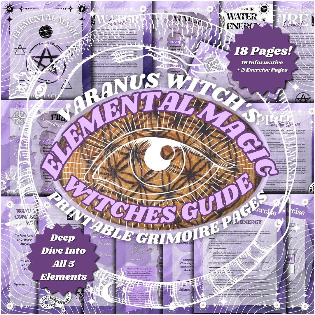 Elemental Magic Printable Grimoire Pages | Four Elements & Spirit Book ...