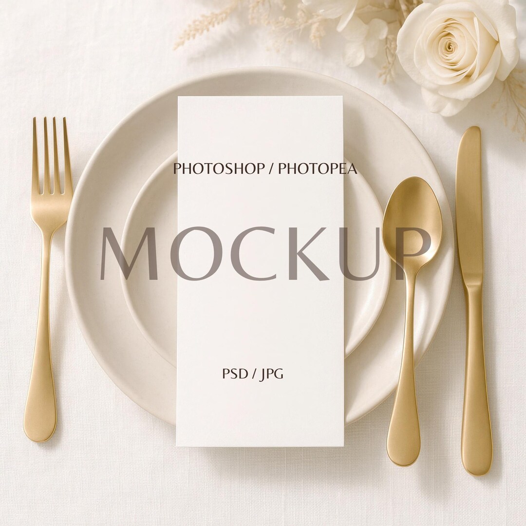 4x9 Menu Mockup PSD, Wedding Program Card Mockup, Dinner Menu Template ...