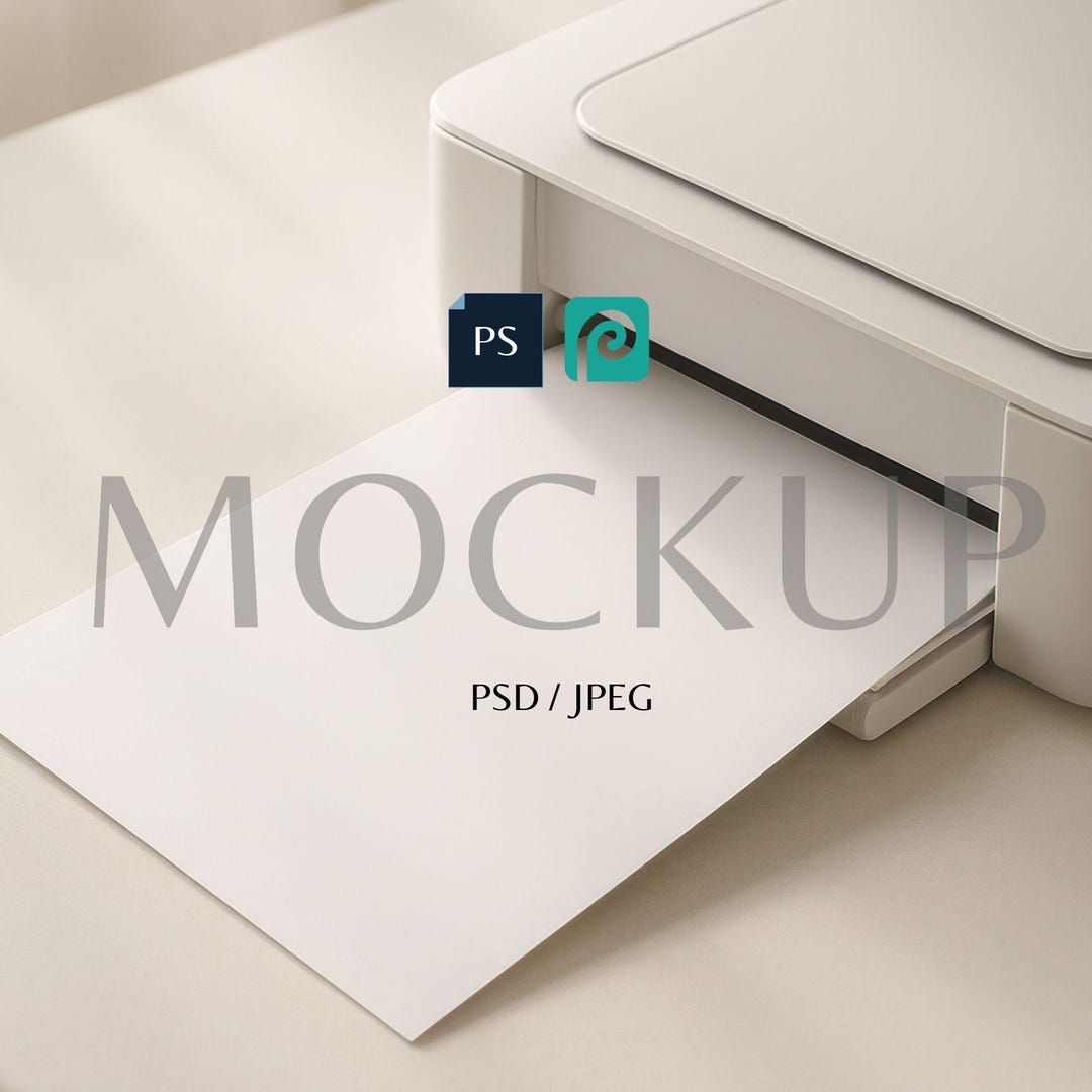 Minimalist Paper Printer Mockup, 11x8.5 Landscape Print Mockup PSD ...