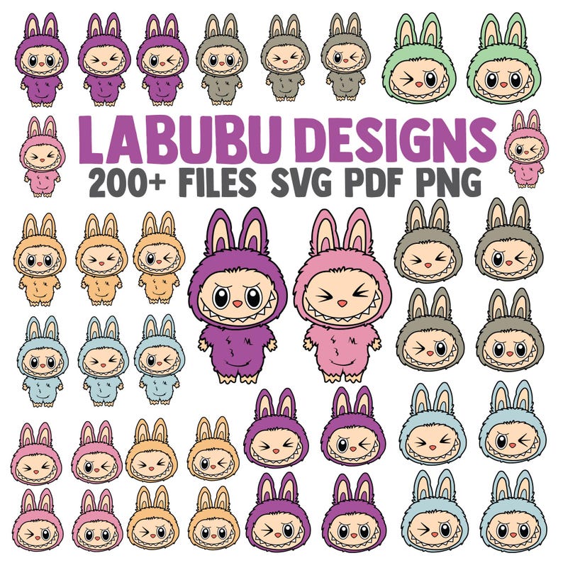 Labubu Designs SVG Bundle, Labubu Clipart, Labubu PNG, Cute Labubu ...