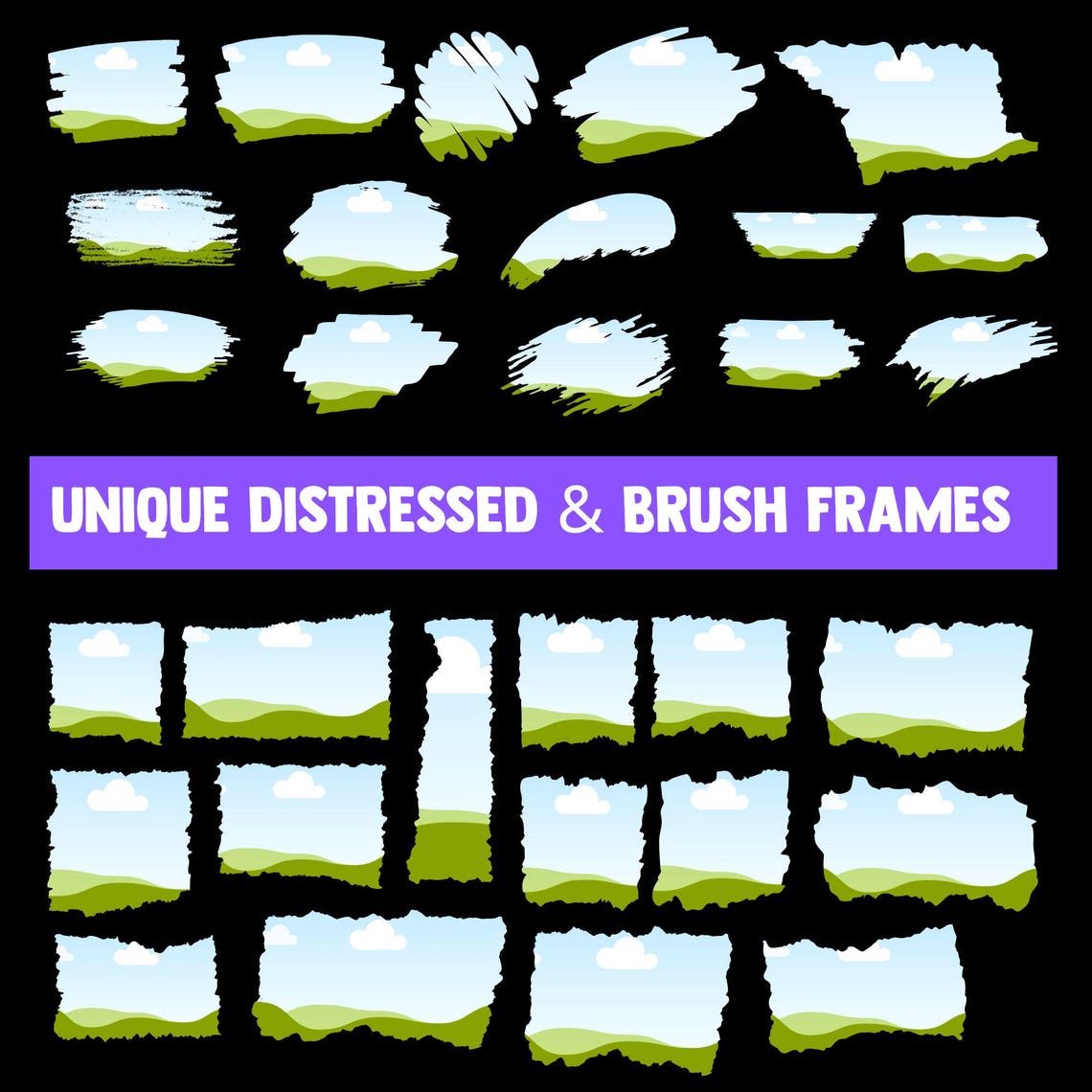 Bleach Effect Distressed Edge Template Bundle, Add Pictures Photos ...