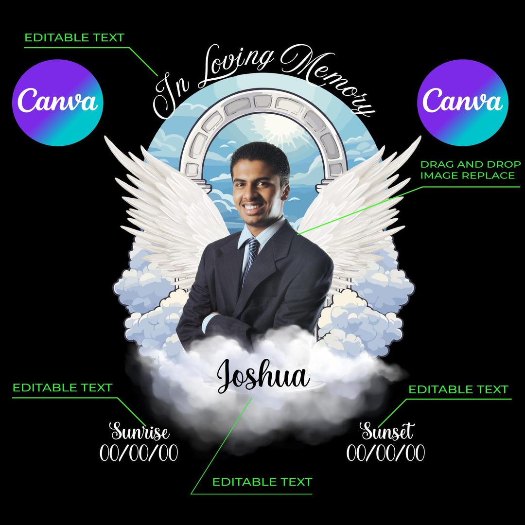 In Loving Memory Design Canva Editable Template, Memorial & Funeral ...