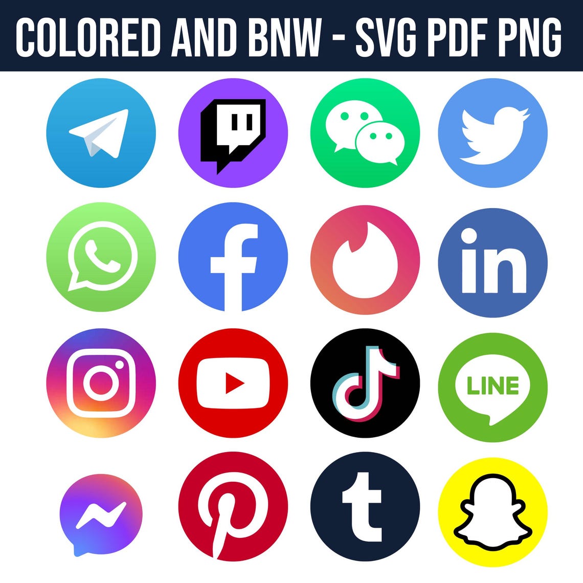 50x Social Media Icons Svg Pdf, Black and Colored Media Icons Vector ...