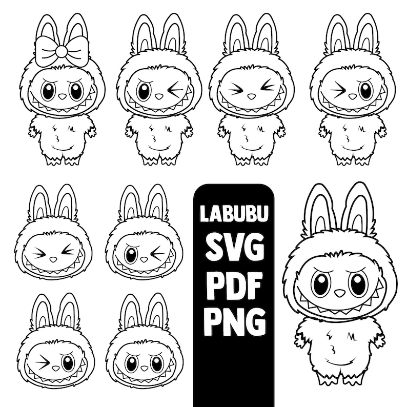 Labubu Designs SVG Bundle, Labubu Clipart, Labubu PNG, Cute Labubu ...