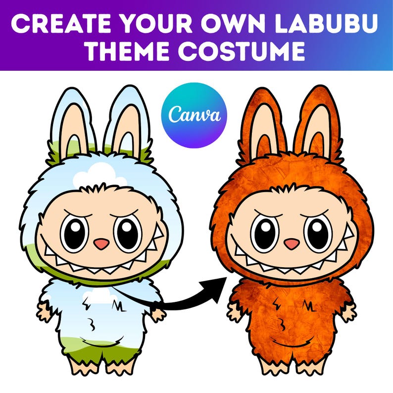 Labubu Designs Canva Template Frame, Custom Costume Themed Frame ...