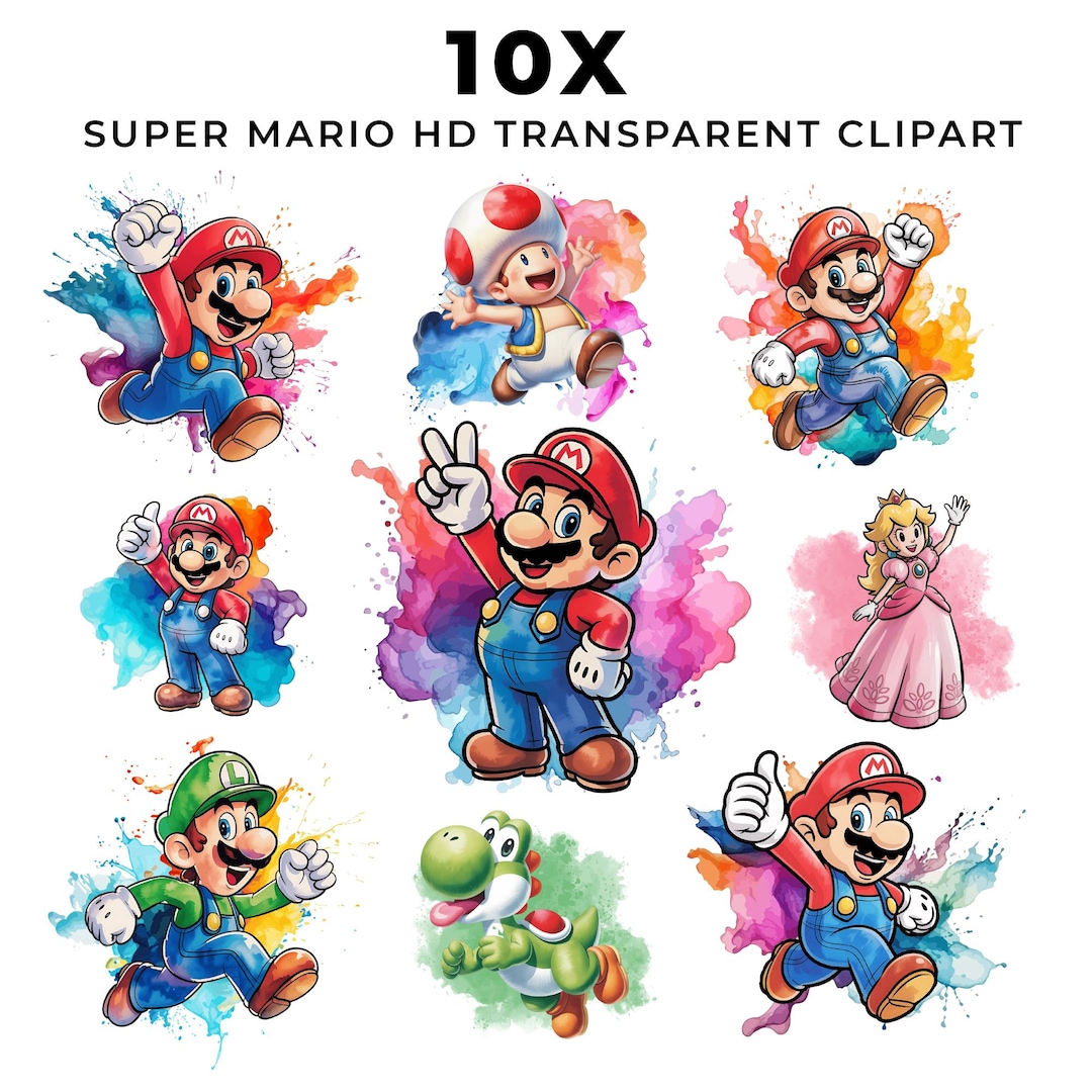 Super Mario Graphic - 10 PNG Watercolor Designs for T-shirts ...
