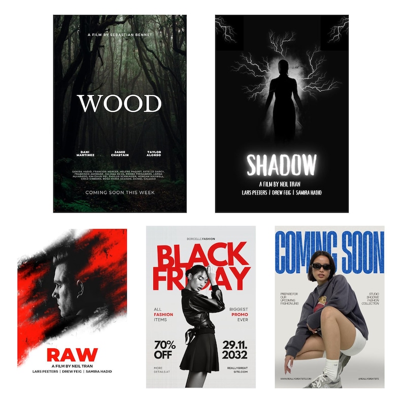 20 Custom Netflix Movie Poster Canva Editable Template, Retro Movie ...