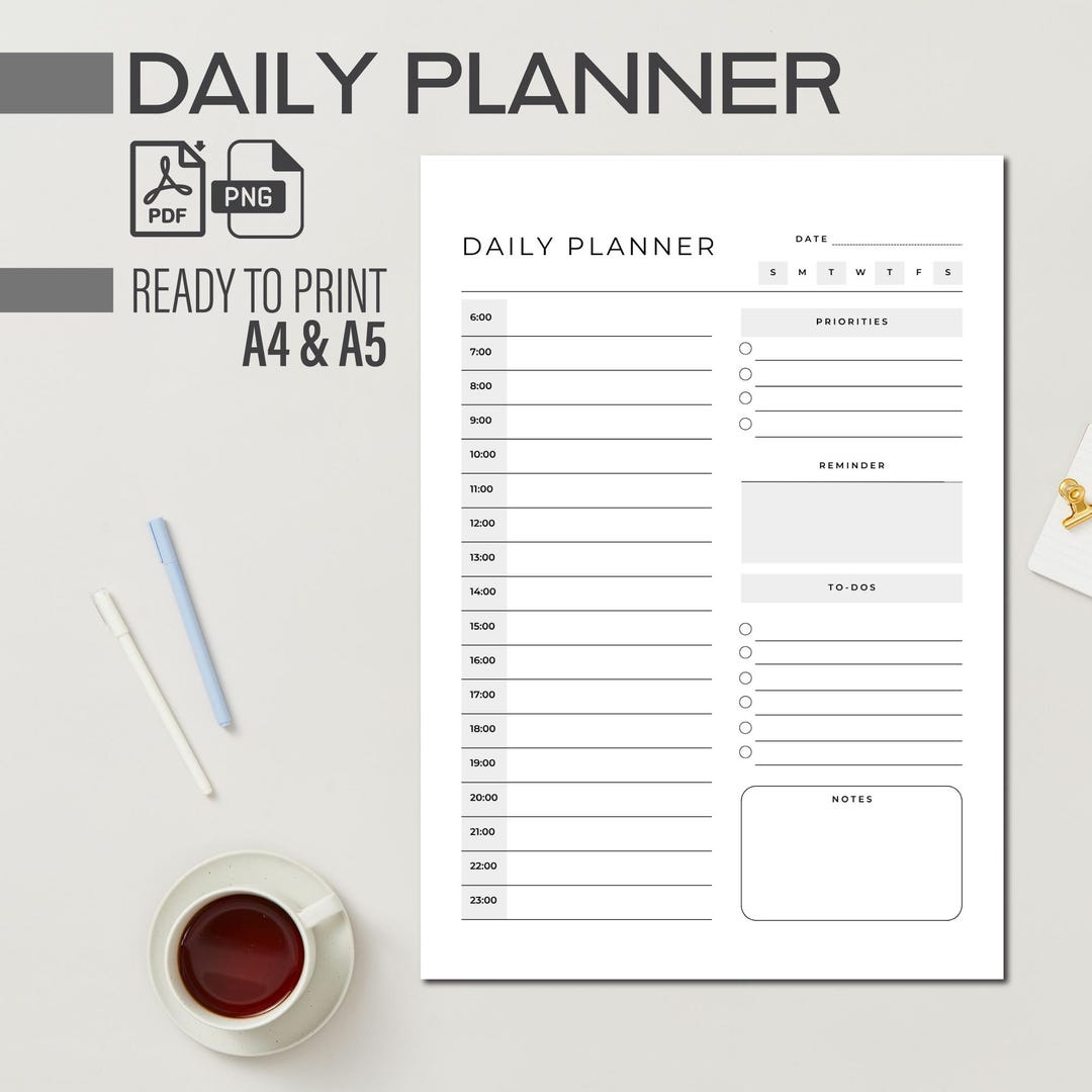 Printable Daily Planner Template PDF| Simple, Minimalist Planner ...