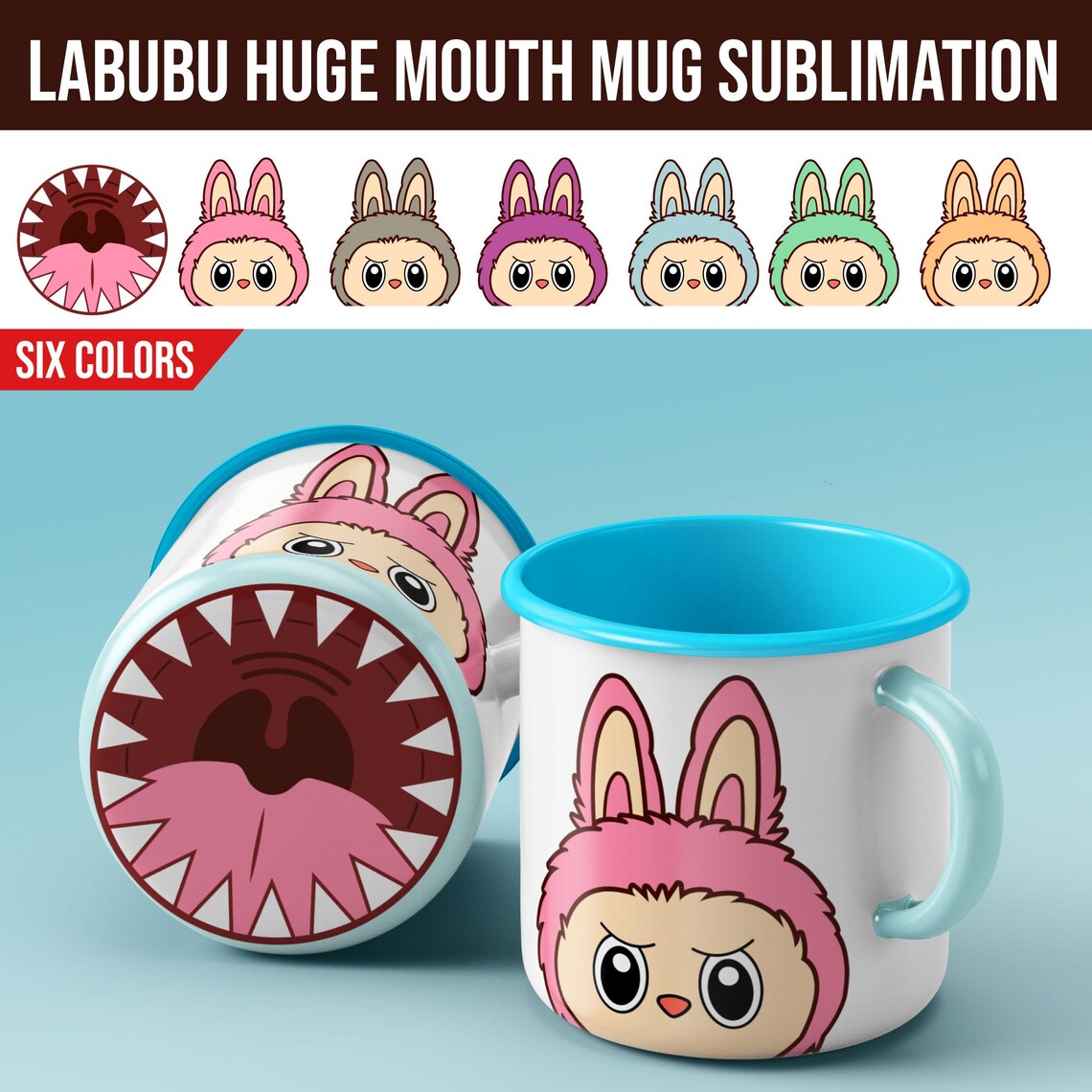Labubu Designs Huge Mouth Mug Sublimation SVG Bundle, Labubu Clipart ...