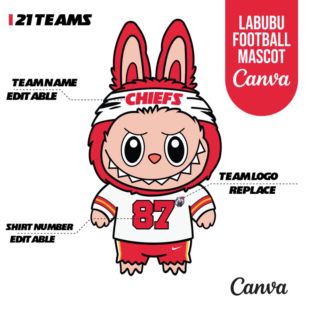 Labubu Designs Canva Template, NFL Football Fan Labubu, American ...