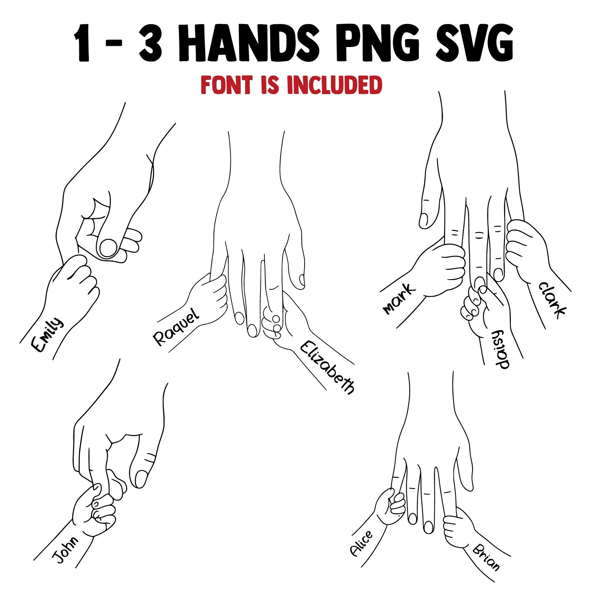 1-3 Hands Dad/ Grandpa and Childs Png Bundle, Custom Name Hand Kid ...