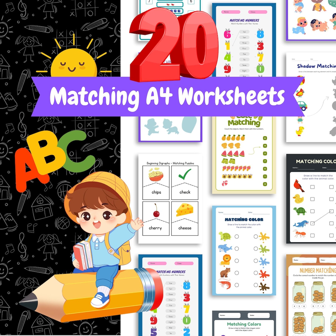 Printable Matching Worksheets PNG, Match the Picture, Kindergarten ...