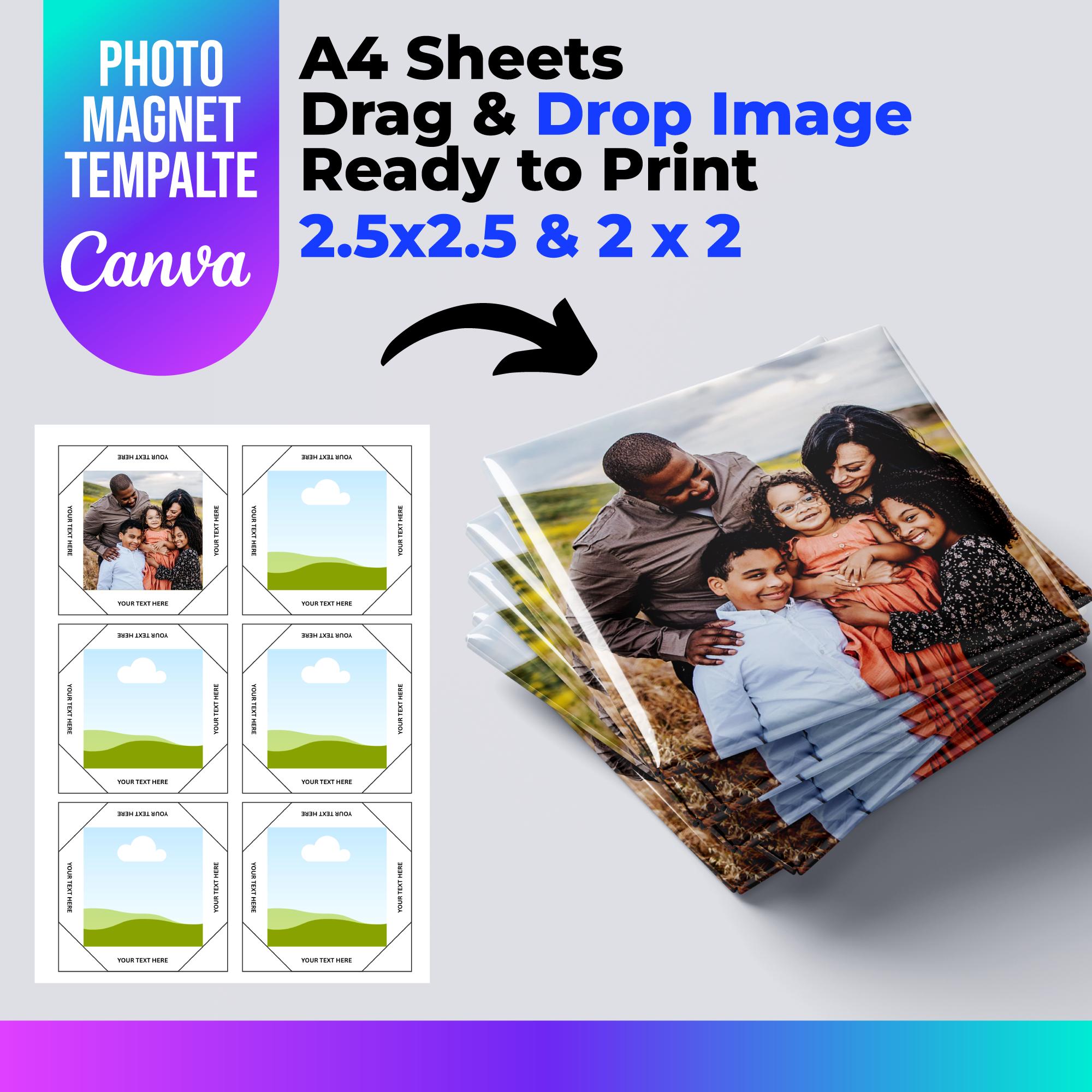 Square Fridge Magnet Template, 2x2 Magnet Template, 2.5x2.5 Magnet ...