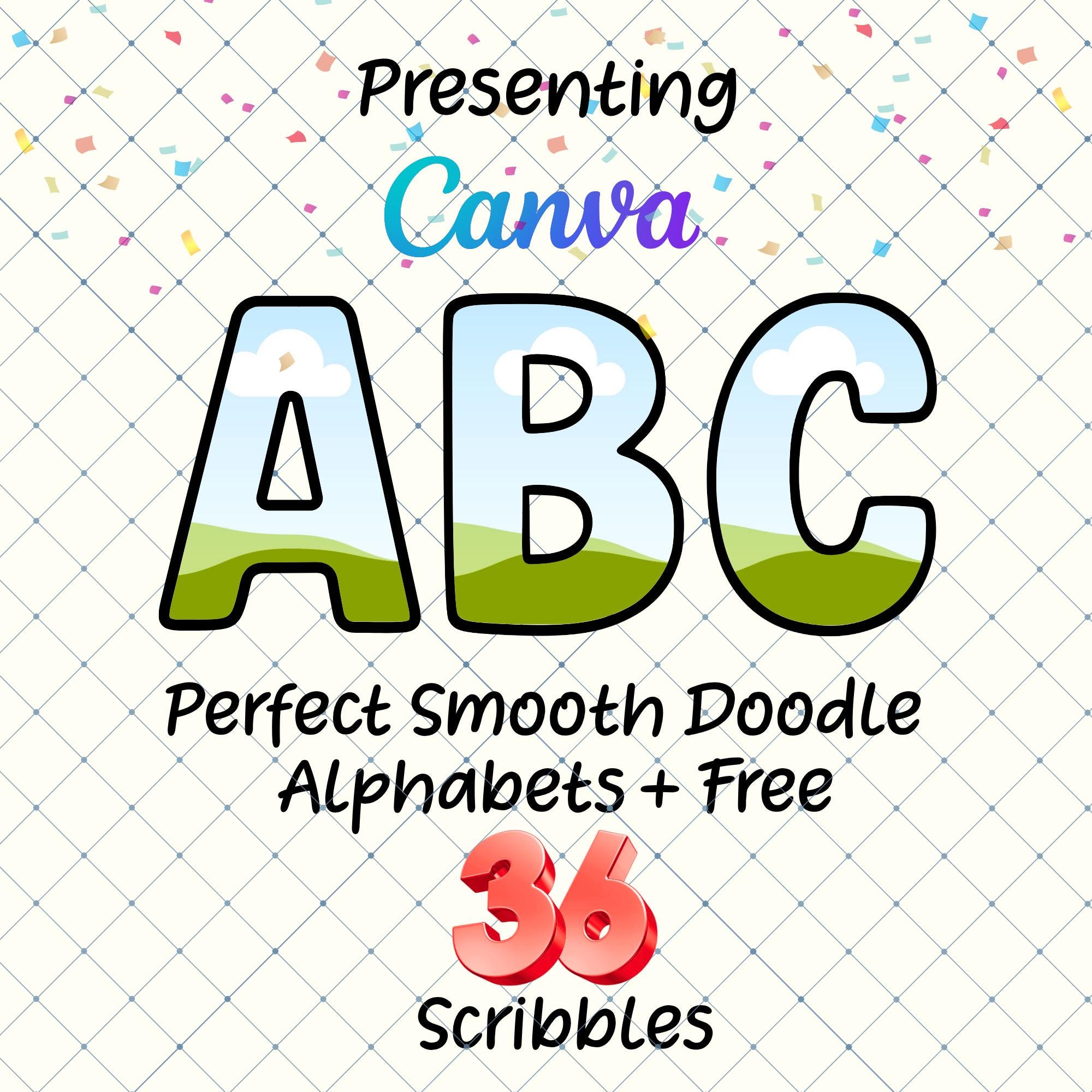 Canva Frame Doodle Alphabet UPPERCASE Smooth, Editable Canva Letters ...