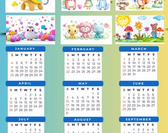 2026 Printable Calendar | Cute Anime Monsters Monthly Planner | Last ...