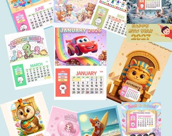 2026 Printable Calendar | Cute Anime Monsters Monthly Planner | Last ...
