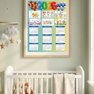 2026 Kids Calendar Printable | Kawaii Animals Monthly Planner (digital ...