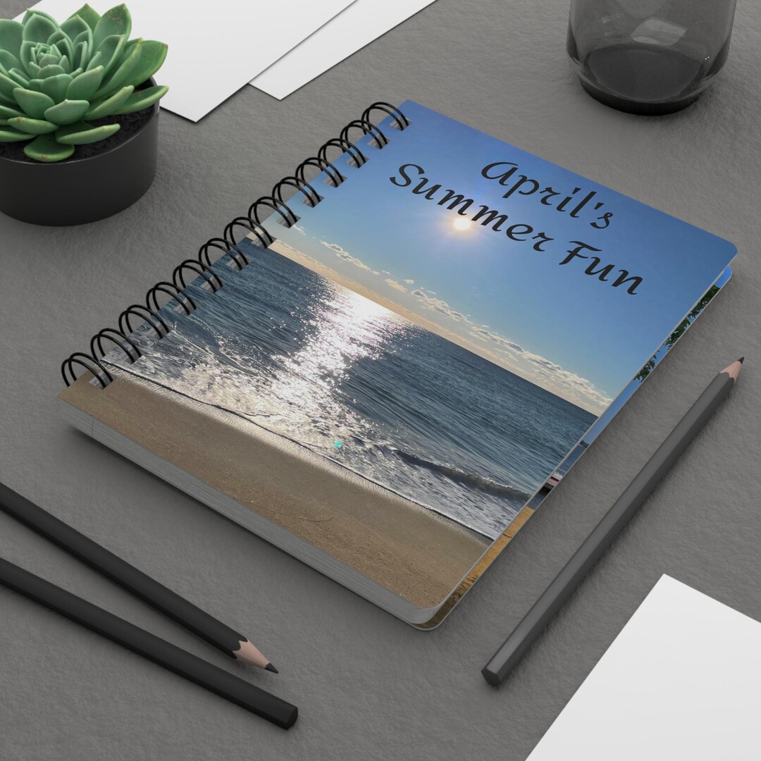 Beach Scenes Spiral Bound Journal, Personalized Lined Beach Notebook ...