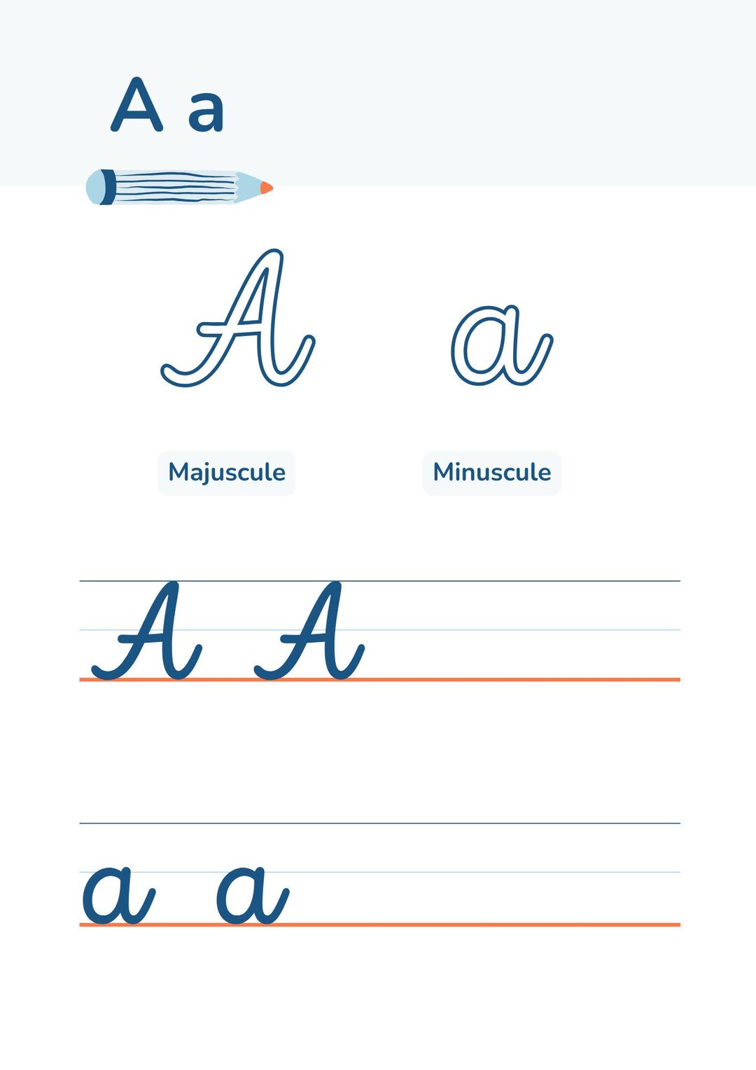 Printable Cursive Alphabet – French Cursive Letters, Writing Worksheet ...