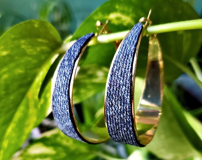 Denim Dark and Light Blue Bamboo Earrings - Etsy