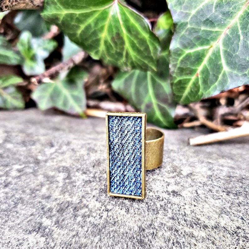 Anillo de jeans vaqueros 10x25 mm Rectángulo antiguo Dedo | Etsy España