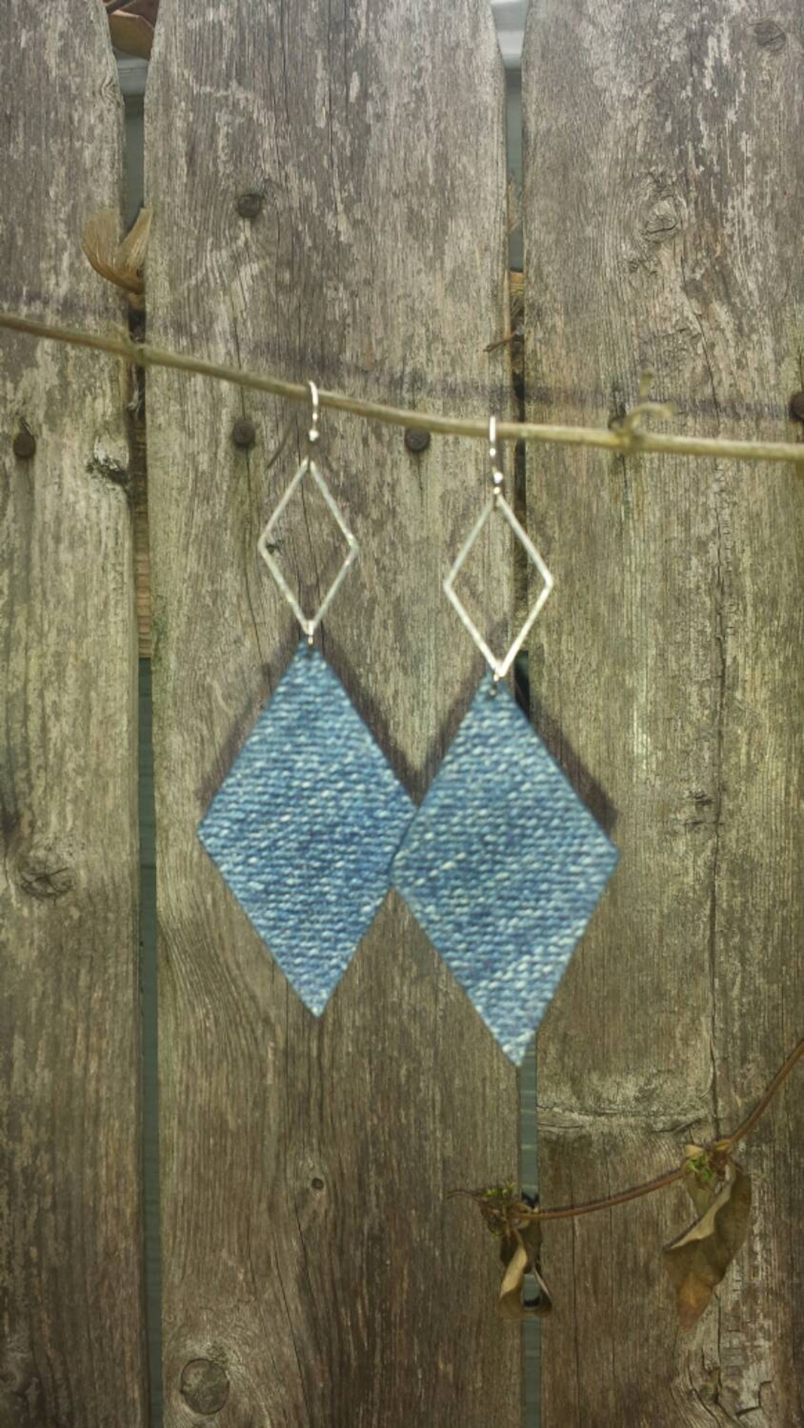 Drop Diamond Denim Jean Earrings - Etsy
