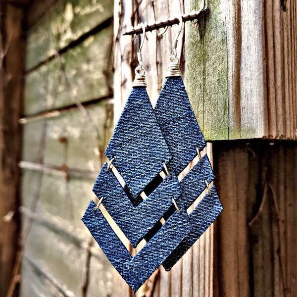 Denim Earrings - Etsy
