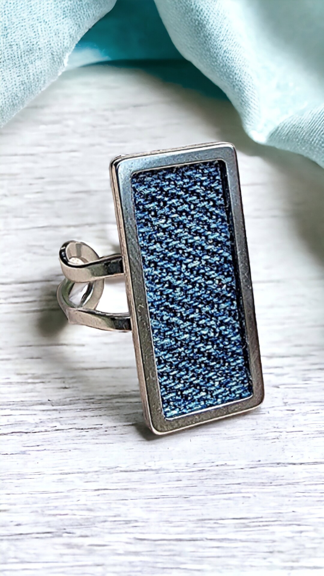 Denim Ring- Rectangle Stainless Steel Adjustable Finger Jean Ring - Etsy