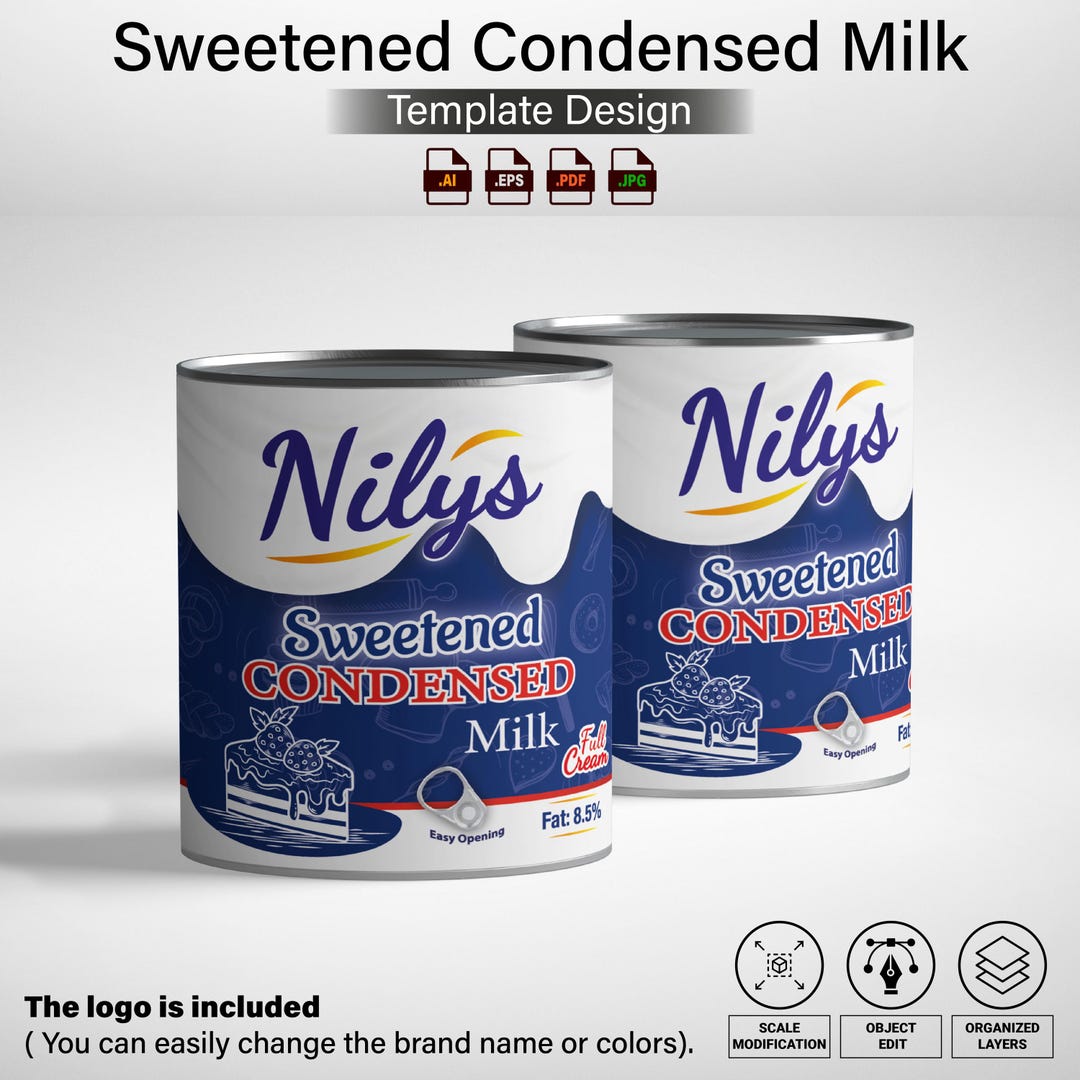 Condensed Milk Label Template Design | Vintage Food Label | Instant ...