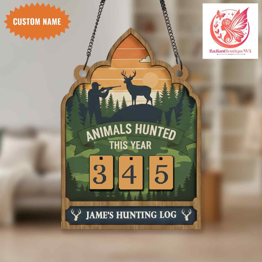 Personalized Hunting Log Tracker, Gift for Him, Rustic Cabin Decor ...