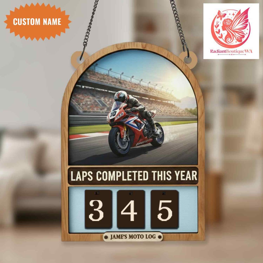 Personalized Motorcycle Lap Tracker Sign, Racing Laps Counter Decor ...