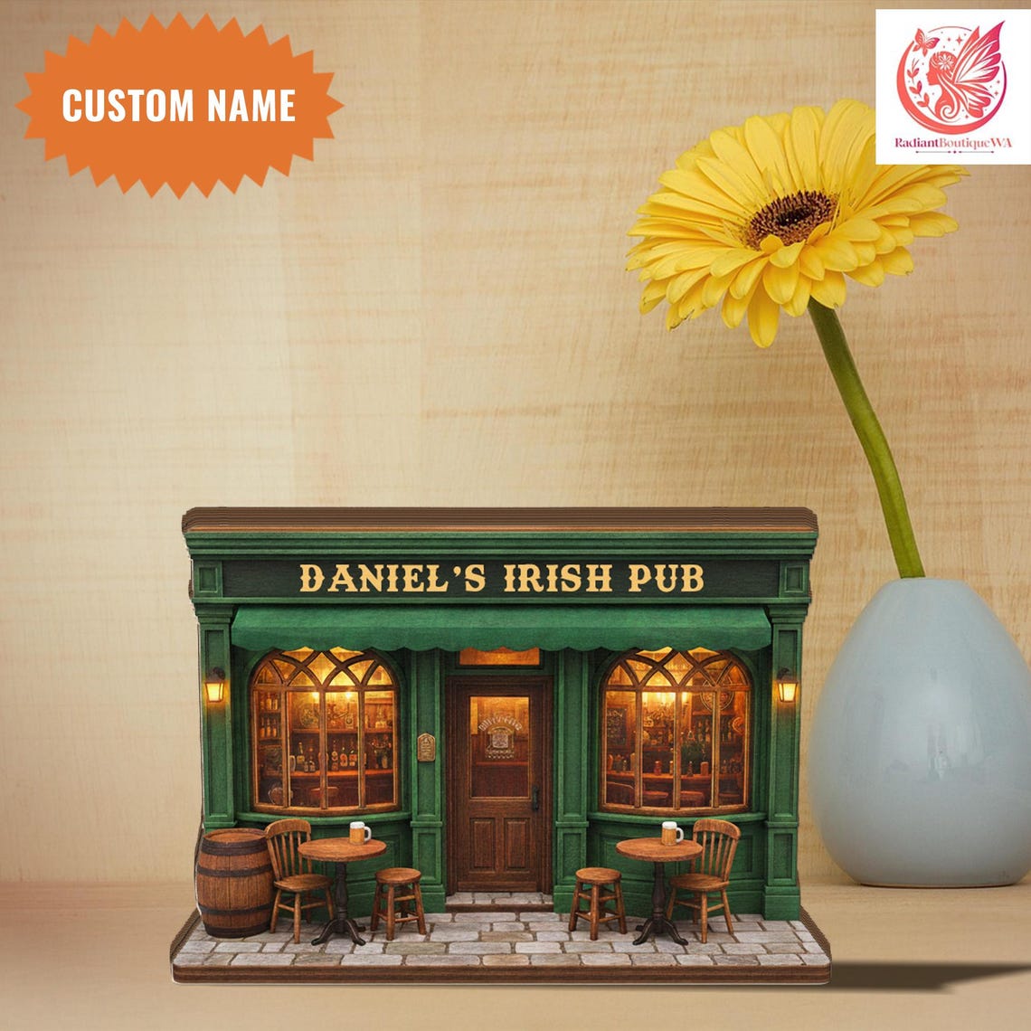 Personalized Irish Pub Wooden Block, Leprechaun Bar Nook Decor - Etsy