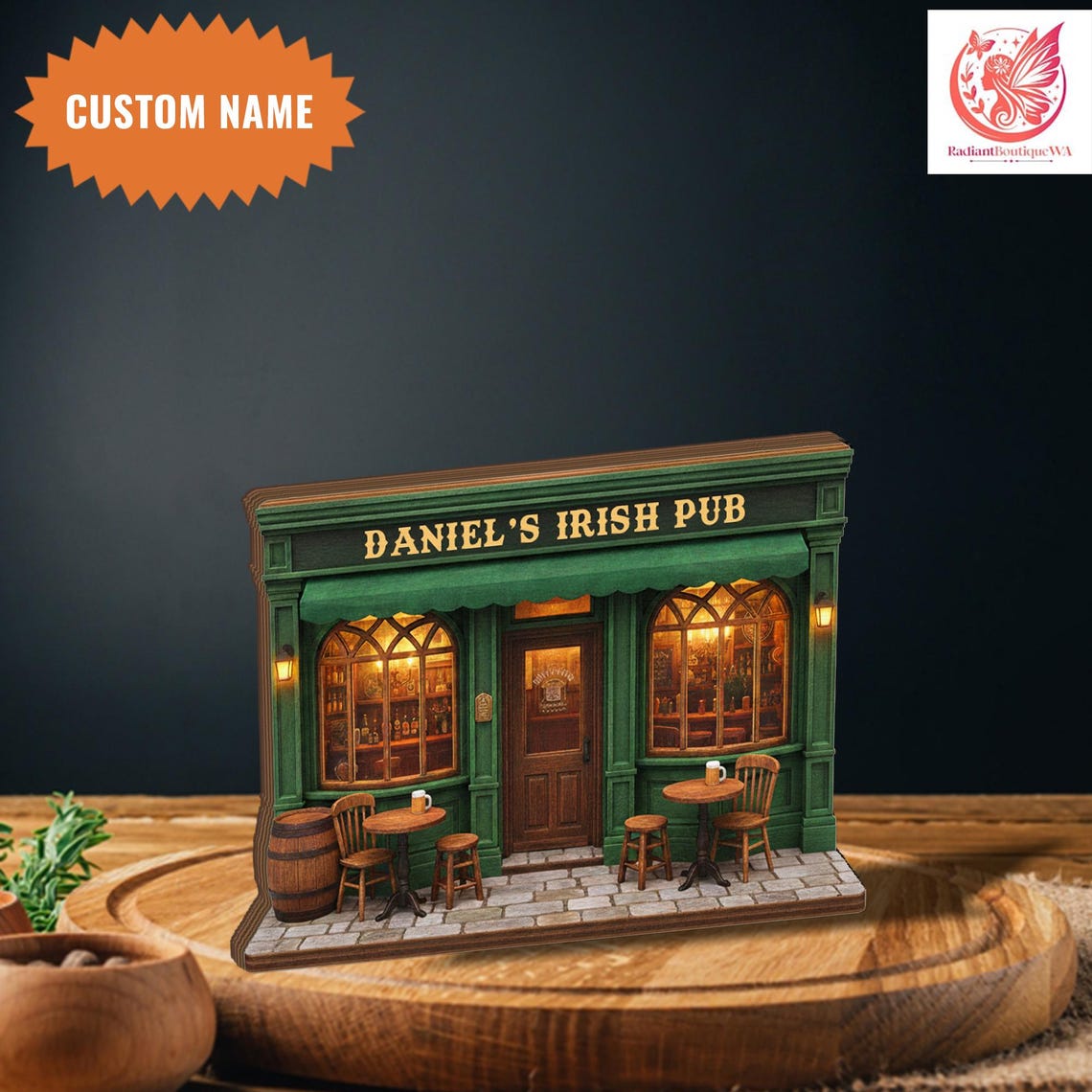 Personalized Irish Pub Wooden Block, Leprechaun Bar Nook Decor - Etsy