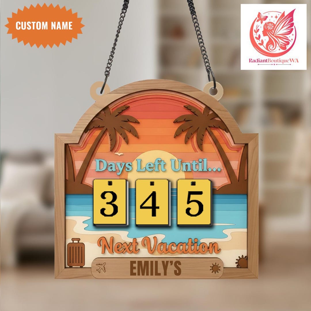 Personalized Vacation Countdown Sign, Custom Name Travel Decor - Etsy