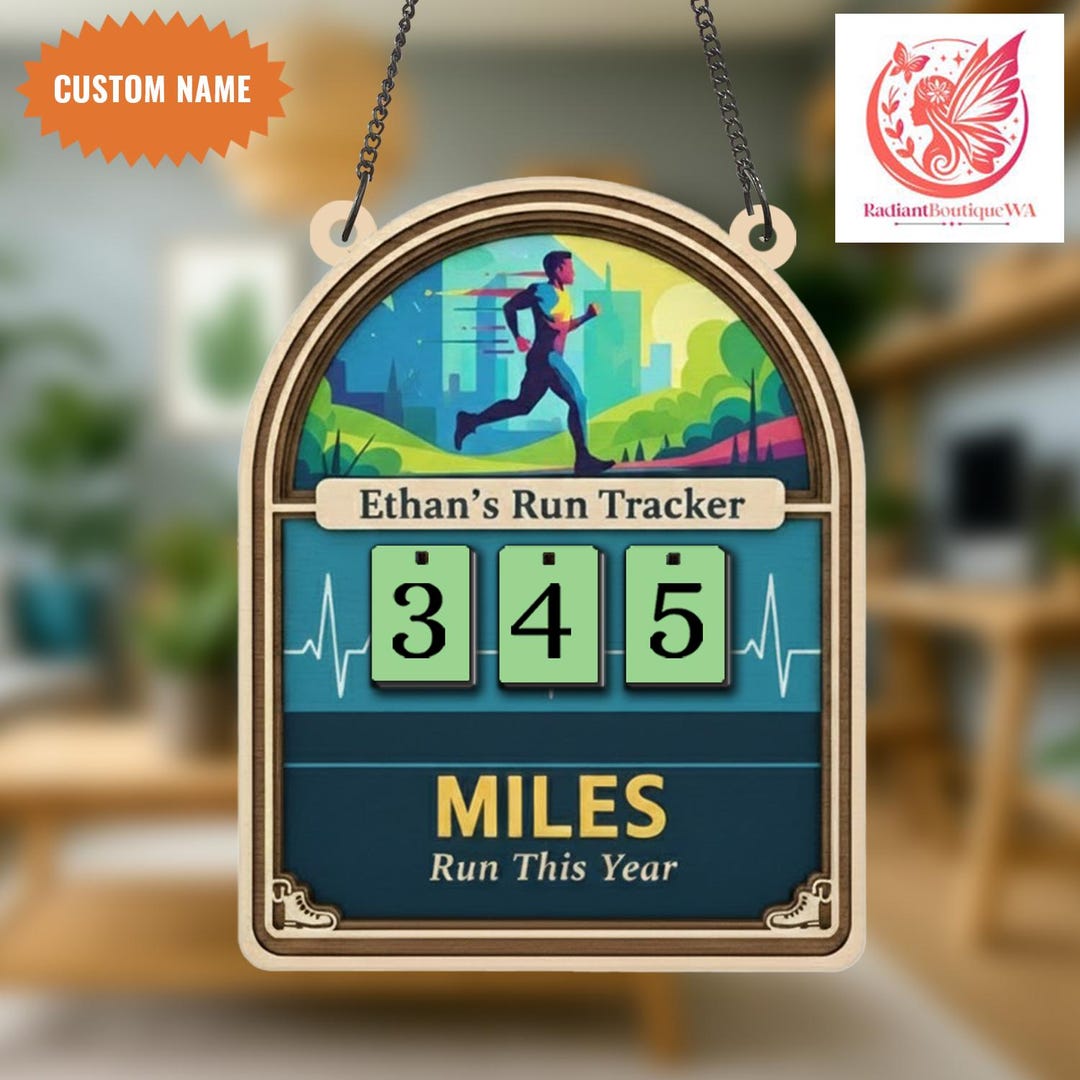 Personalized Miles Run Tracker Sign, Running Distance Counter Display ...