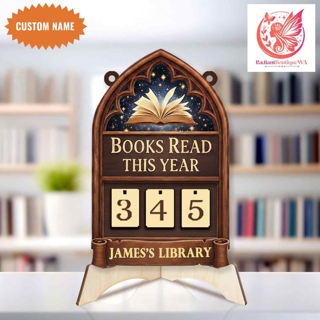 Personalized Elegant Book Tracker Sign, Vintage Book Read Tracker ...