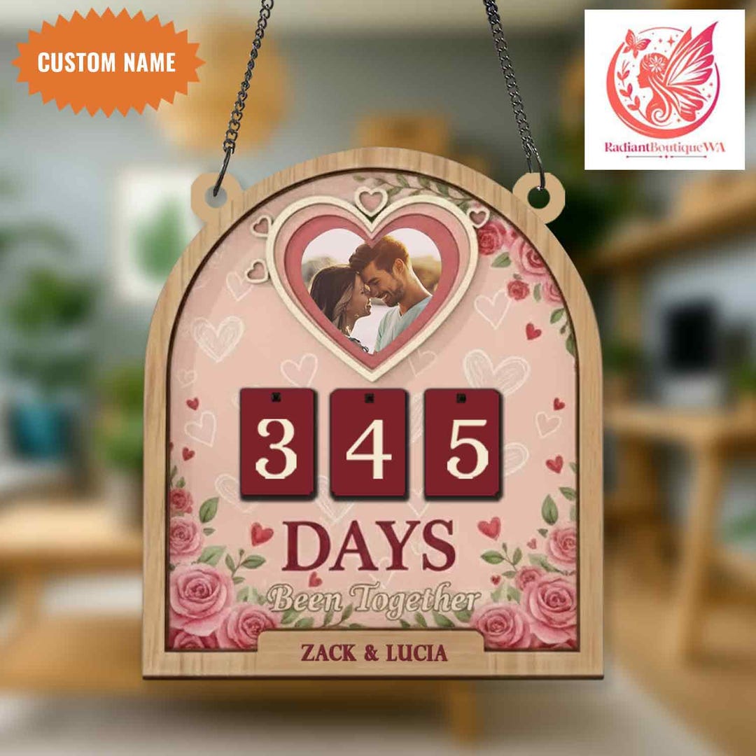 Personalized Photo Days Together Tracker Sign, Anniversary Gift for ...