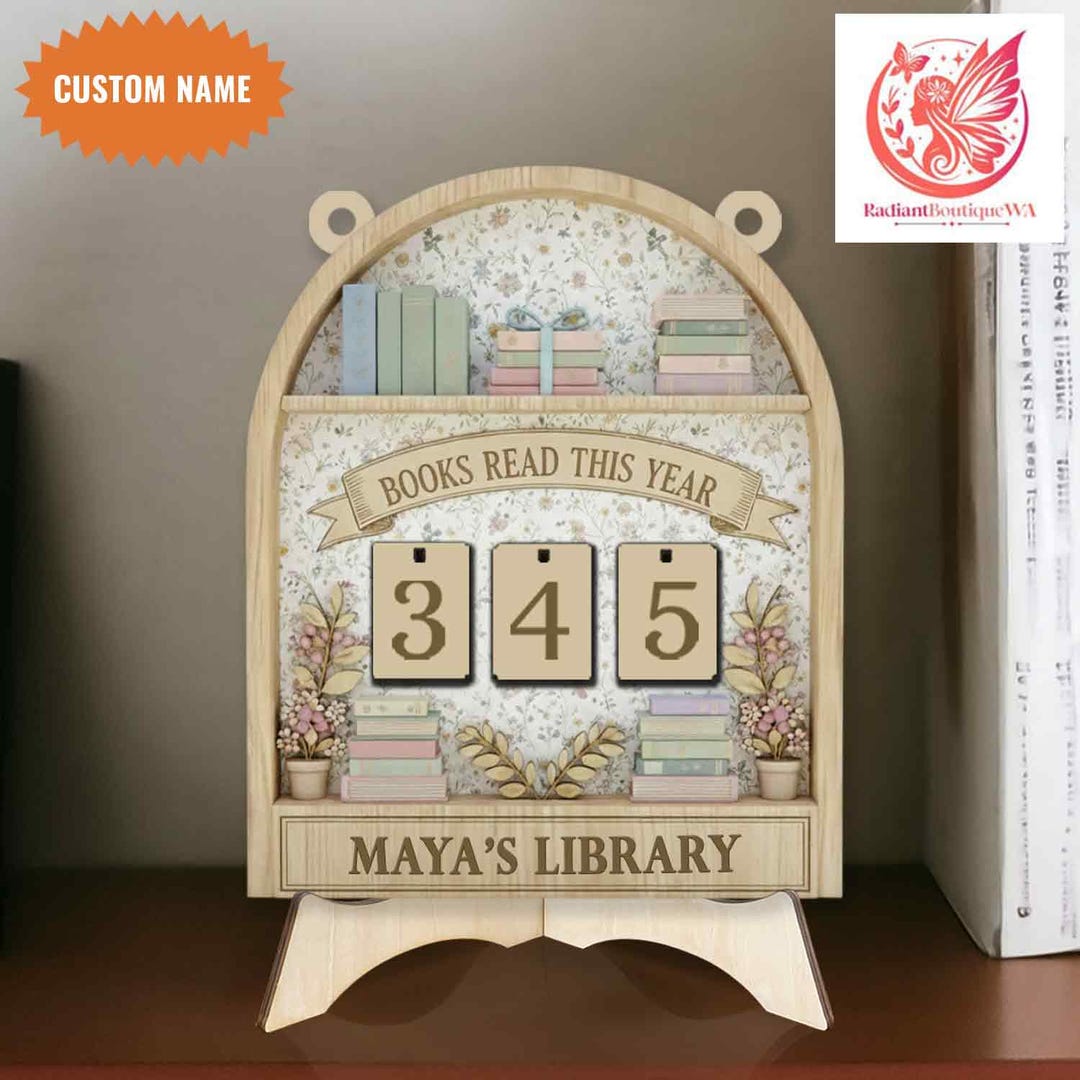 Custom Floral Book Tracker Sign, Wooden Books Read Counter - Etsy
