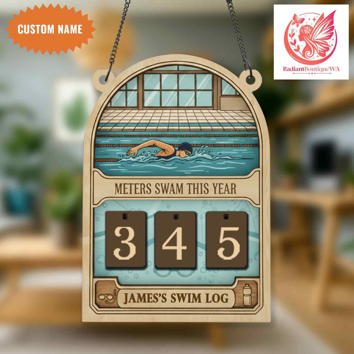 Personalized Swimming Meter Tracker, Swimmer Progress Sign, Pool ...